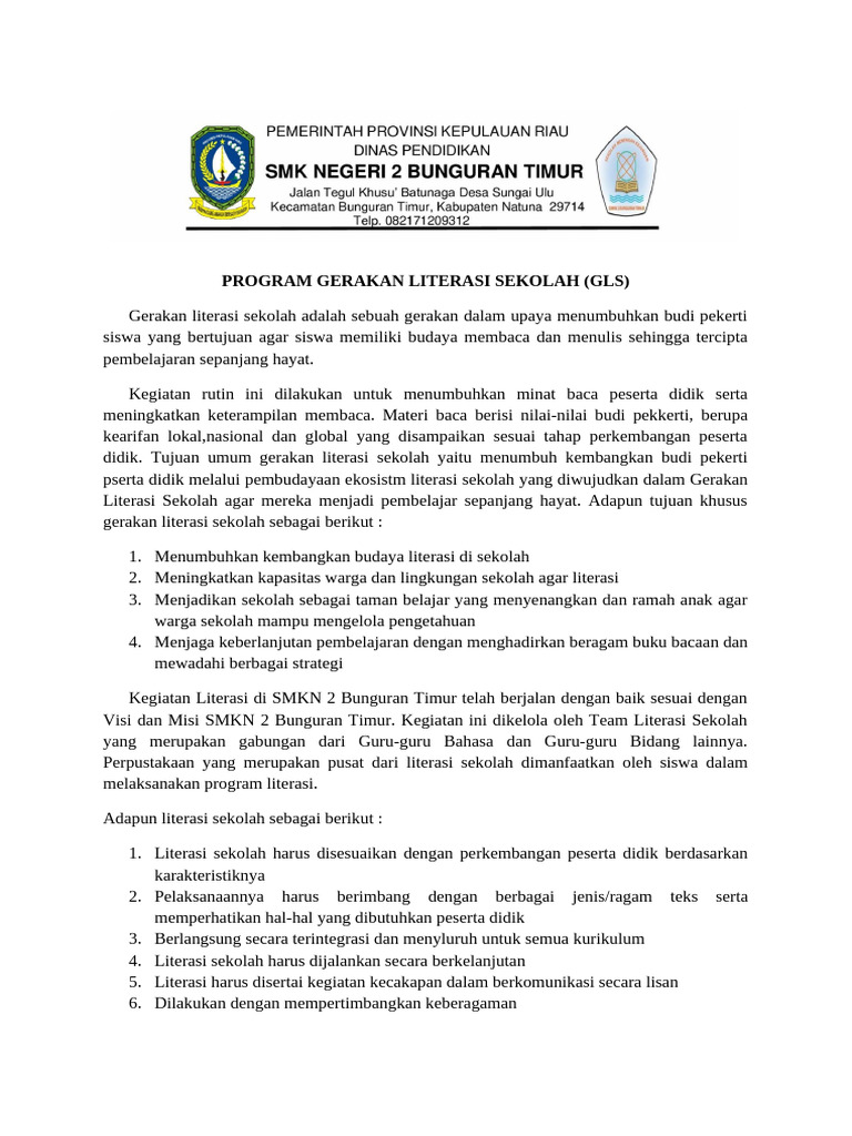 Program Gerakan Literasi Sekolah | PDF