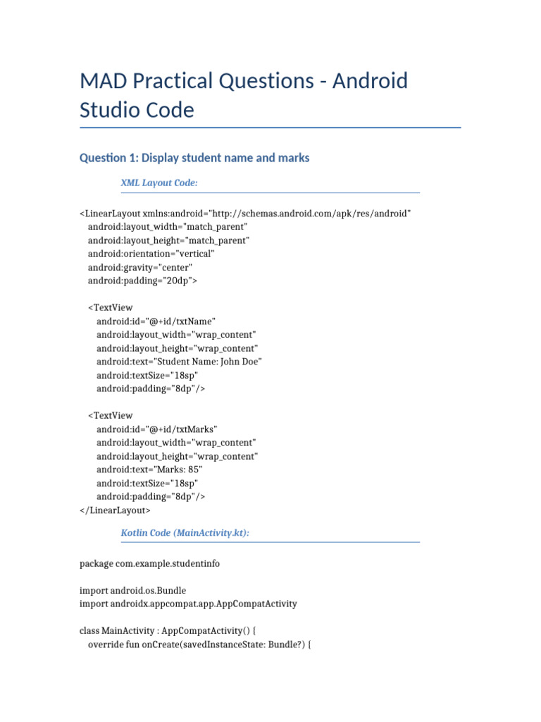 MAD Practical Code Q1 | PDF