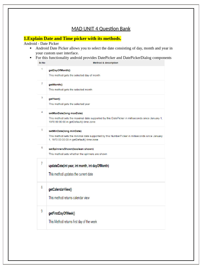 MAD UNIT 2 ANSWERS (CHP 4) | PDF | Databases | Android (Operating System)