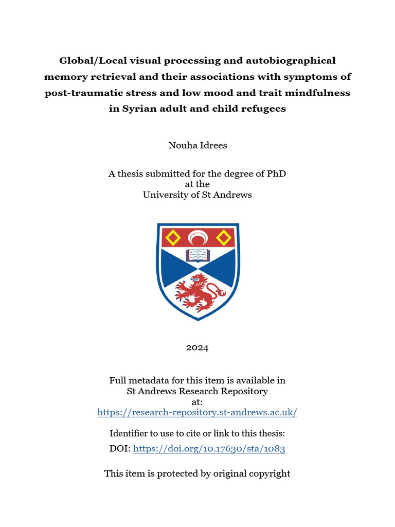 Thesis Nouha Idrees Complete Version | PDF | Psychological Trauma ...