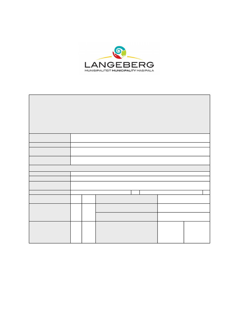 Langeberg Municipality Job Application Form | PDF | Recruitment | Justice