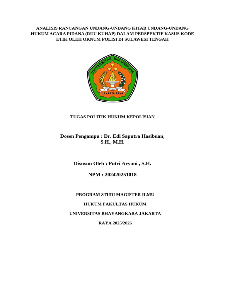 Analisis Rancangan Kuhap | PDF