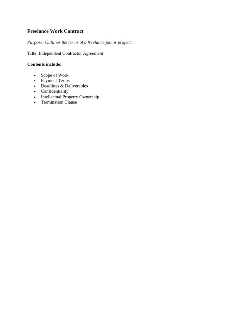 Freelance Work Contract | PDF