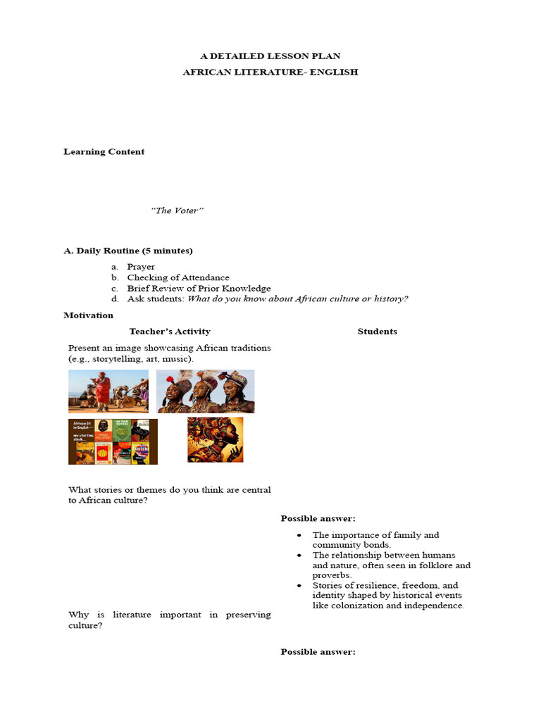 Overview of African Literature Lesson | PDF | African Literature | Oral ...