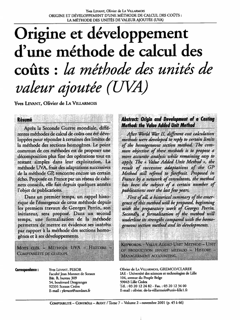 Méthode des unités de valeur ajoutée | PDF | Business | Économie d ...