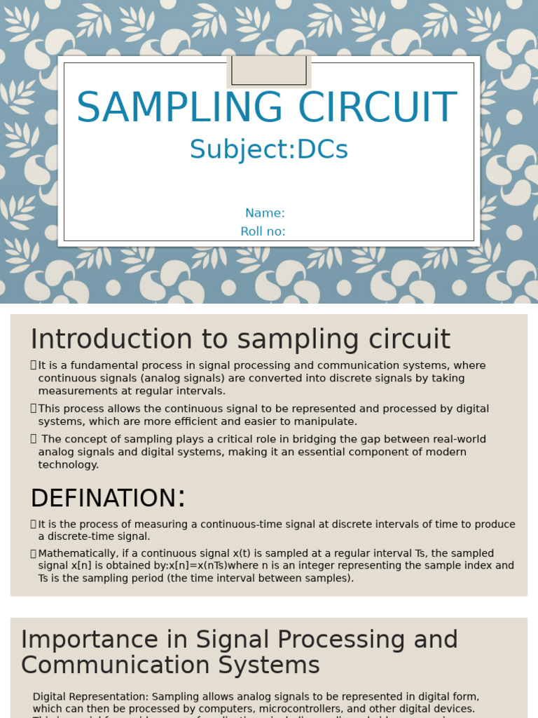 Sampling Circuit | PDF | Sampling (Signal Processing) | Analog To ...