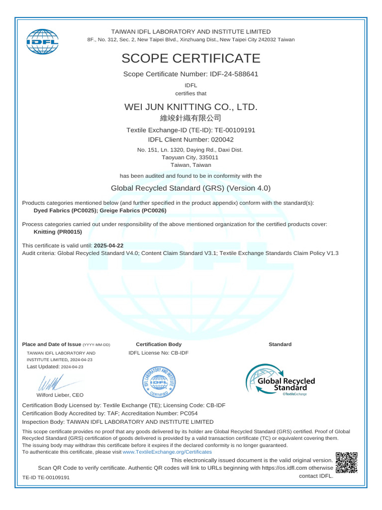 IDFL 24-588641 GRS Certificate - wei-jun-knitting-co-ltd (23 Apr 2024 ...