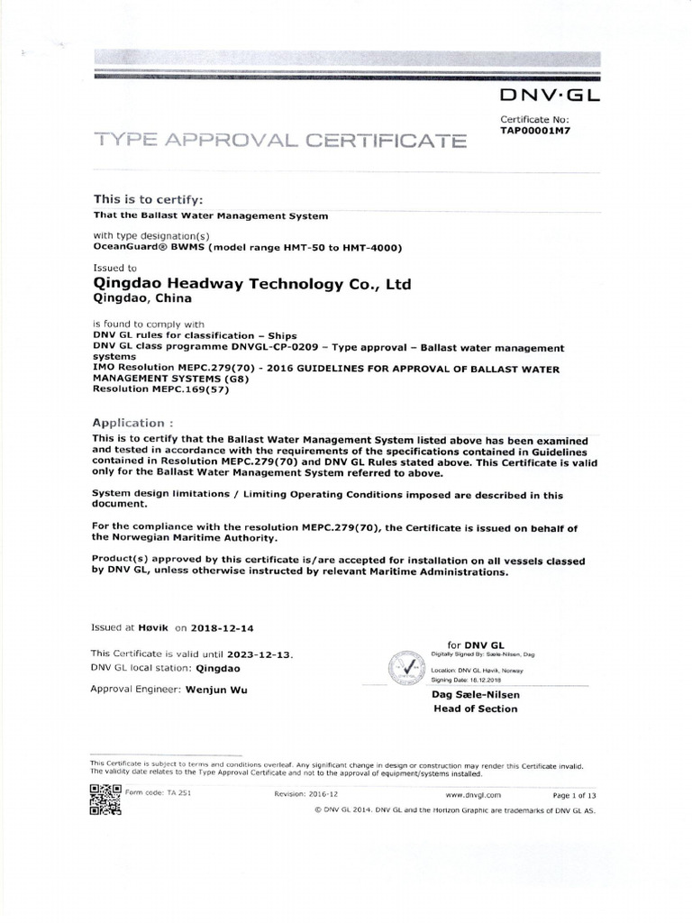 C4.3 BWTS - Type Approval | PDF