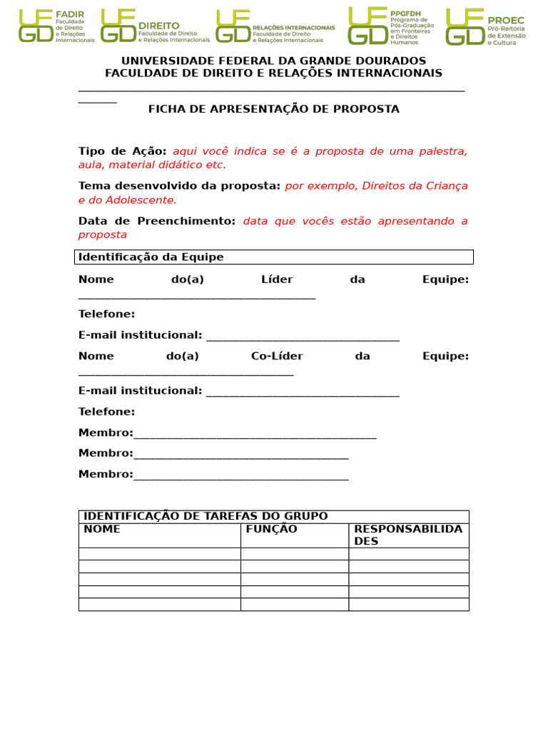 Formulario de Proposta de Acao | PDF