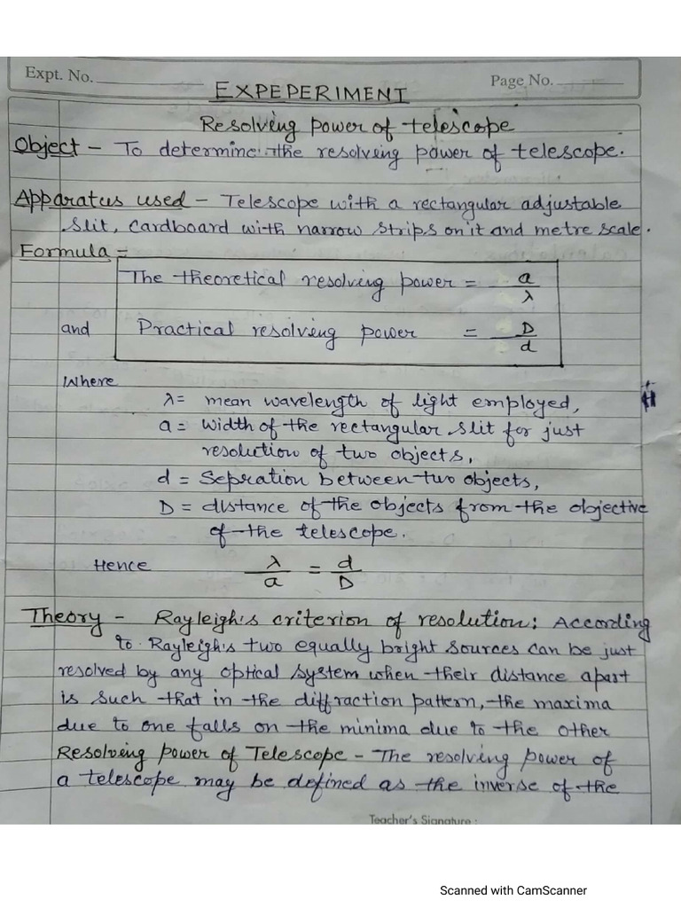 Resolving Power of Telescope by Dr. Devendra Chauhan | PDF