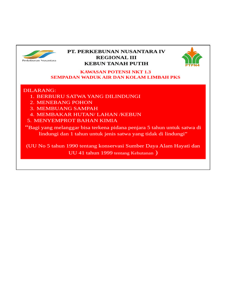 Rambu NKT 1.3 Kolam Limbah PKS | PDF