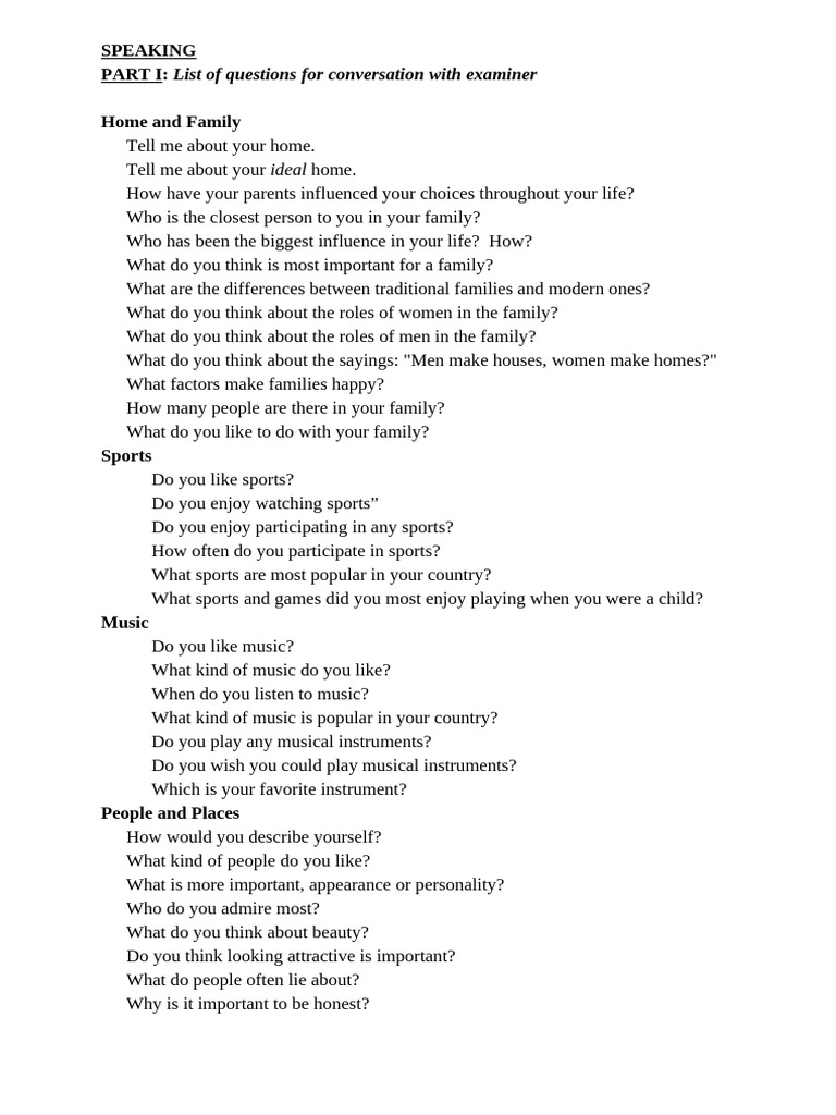 Speaking - Part 1 and 3 - TEACHER | PDF | Hobbies | Internet