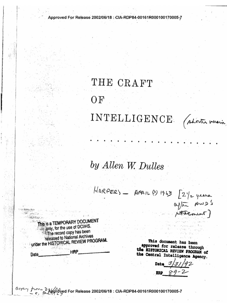 The Craft of Intelligence | PDF