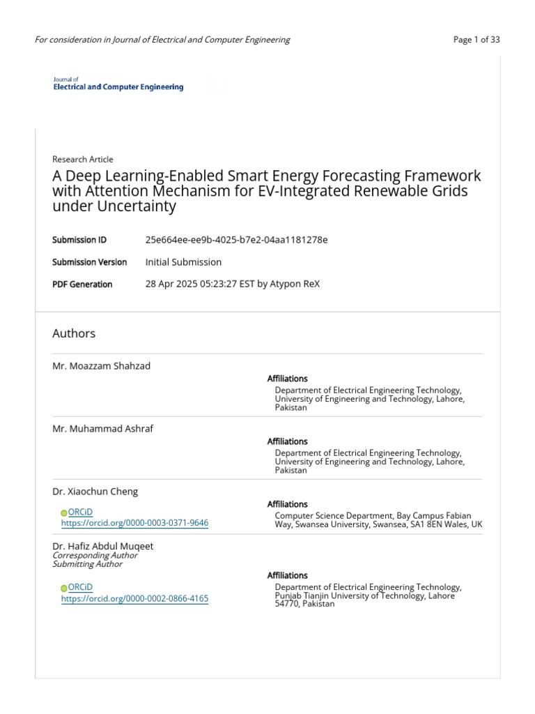 Submitted in Journal of Elec and Computer Engg | PDF | Smart Grid | Forecasting