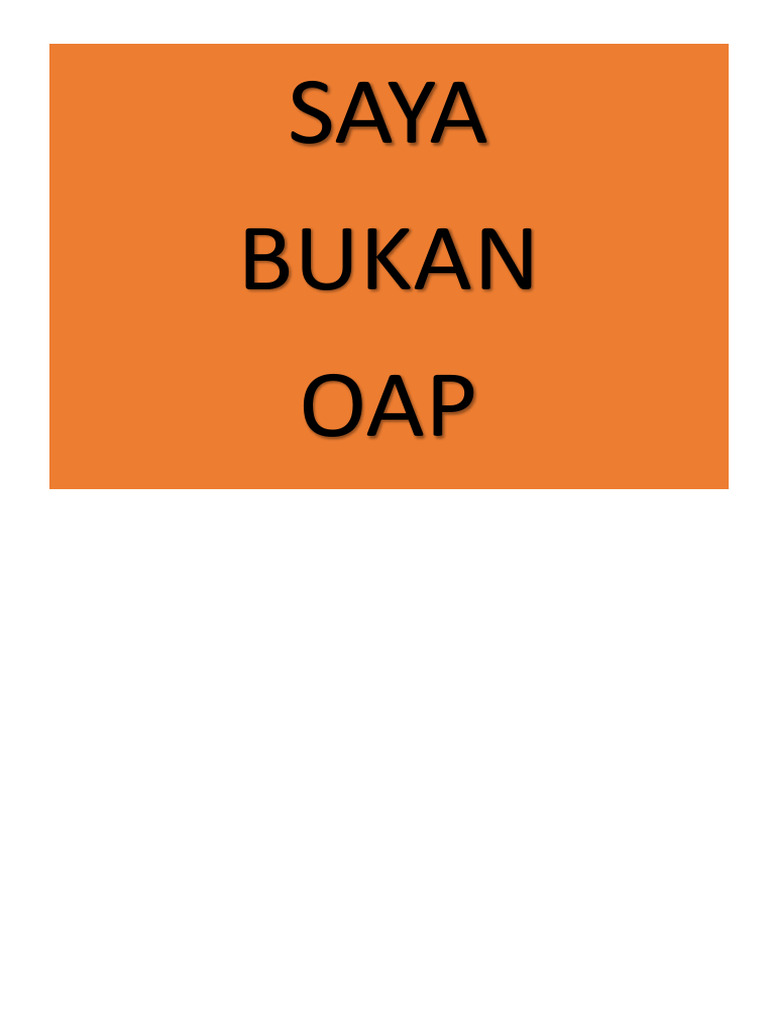 Saya Bukan OAP | PDF