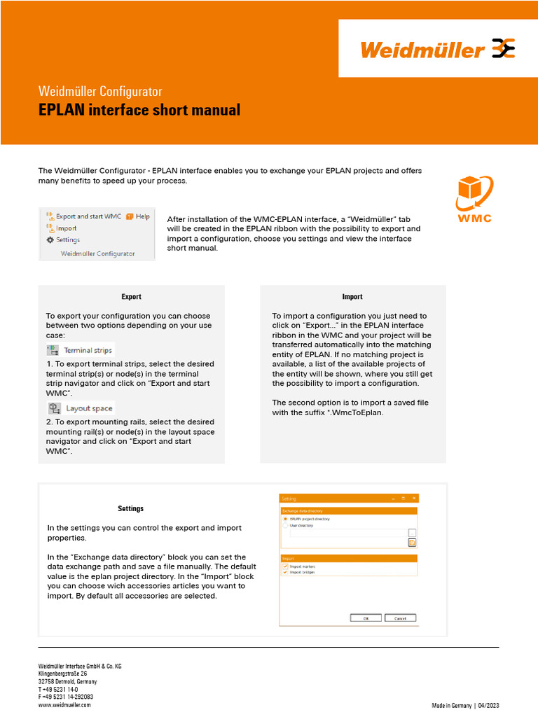 Weidmüller Configurator EPLAN Guide | PDF | Computing | Software