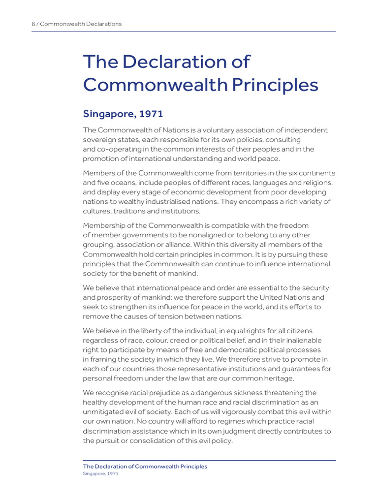 1971 Declaration of Commonwealth Principles | PDF | Commonwealth Of ...