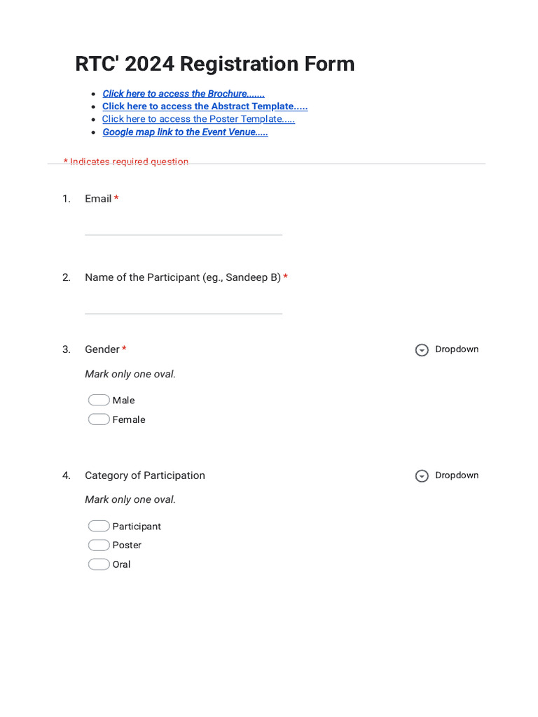 RTC' 2024 Registration Form | PDF