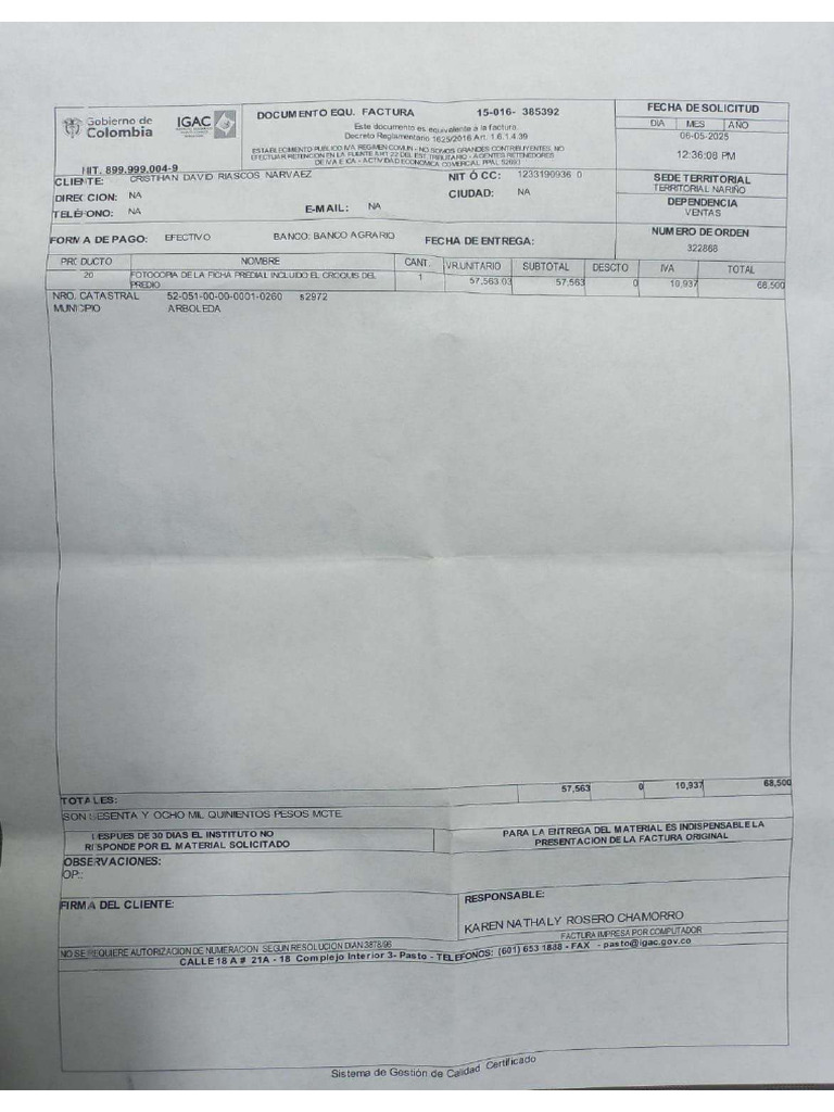 FICHA PREDIAL ARBOLEDA | PDF