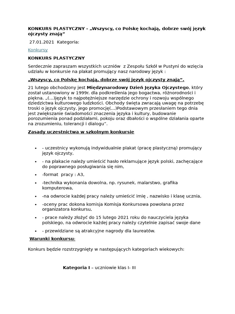 Konkurs Plastyczny | PDF