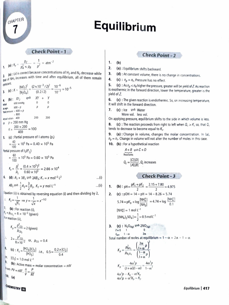 Chemical Equilibrium Answer Key Neet Module | PDF | Chemical Equilibrium | Acid