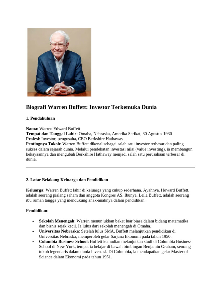 Biografi Warren Buffett | PDF