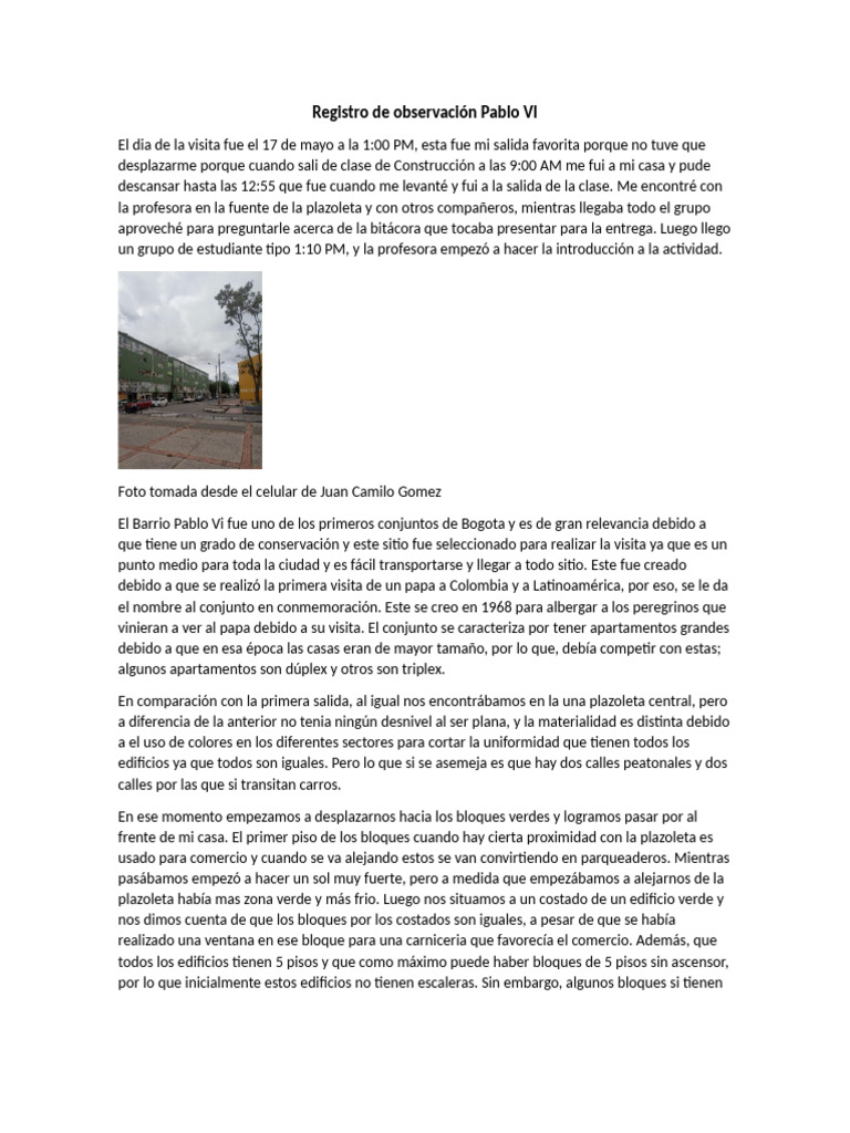 Re Gistro de Observacion Pablo VI | PDF