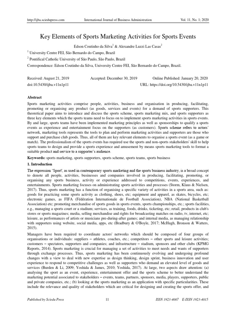 Key Elements of Sports Marketing Activities For Sports Events | PDF ...