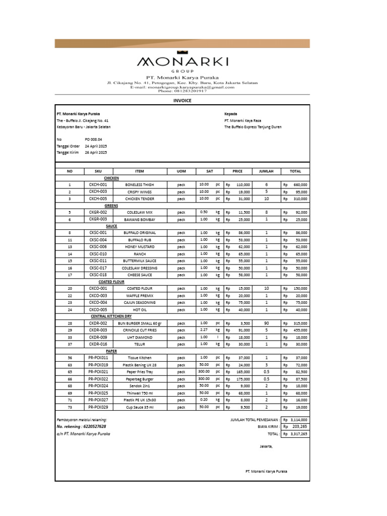 Invoice Express Tandur - INV 008.04 TANDUR | PDF | North American ...