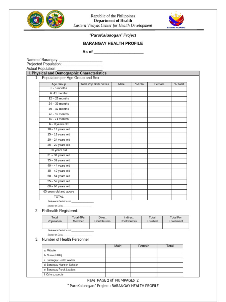 Barangay Health Profile Template | PDF | Sanitation | Municipal Solid Waste