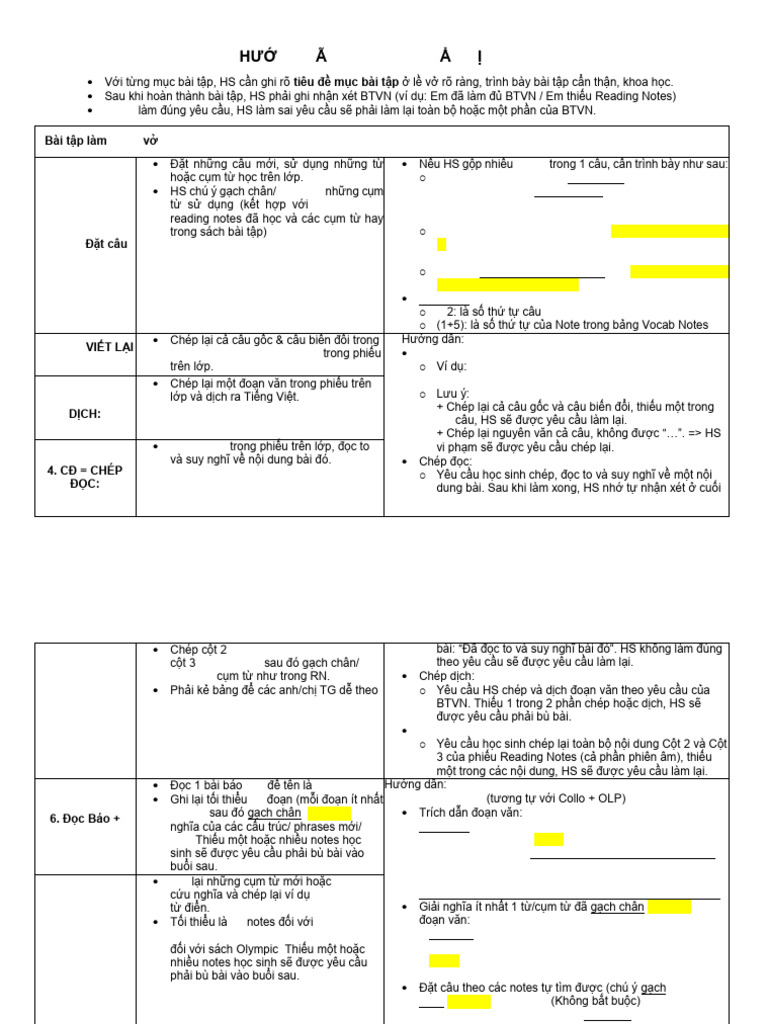 HƯỚNG DẪN LÀM VÀ CHUẨN BỊ BTVN (23-24) | PDF