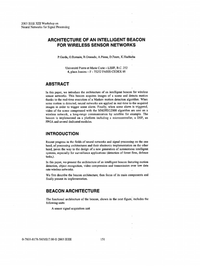 Architecture of An Intelligent Beacon For Wireless Sensor Networ | PDF ...
