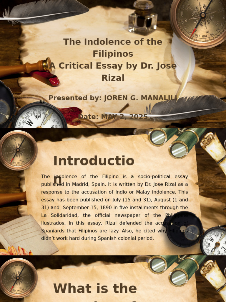 Title The Indolence of The Filipinos Subtitle A Critical Essay by | PDF ...