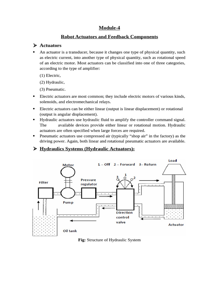 Robot Actuators & Feedback Components (Module-4) | PDF | Electric Motor | Actuator