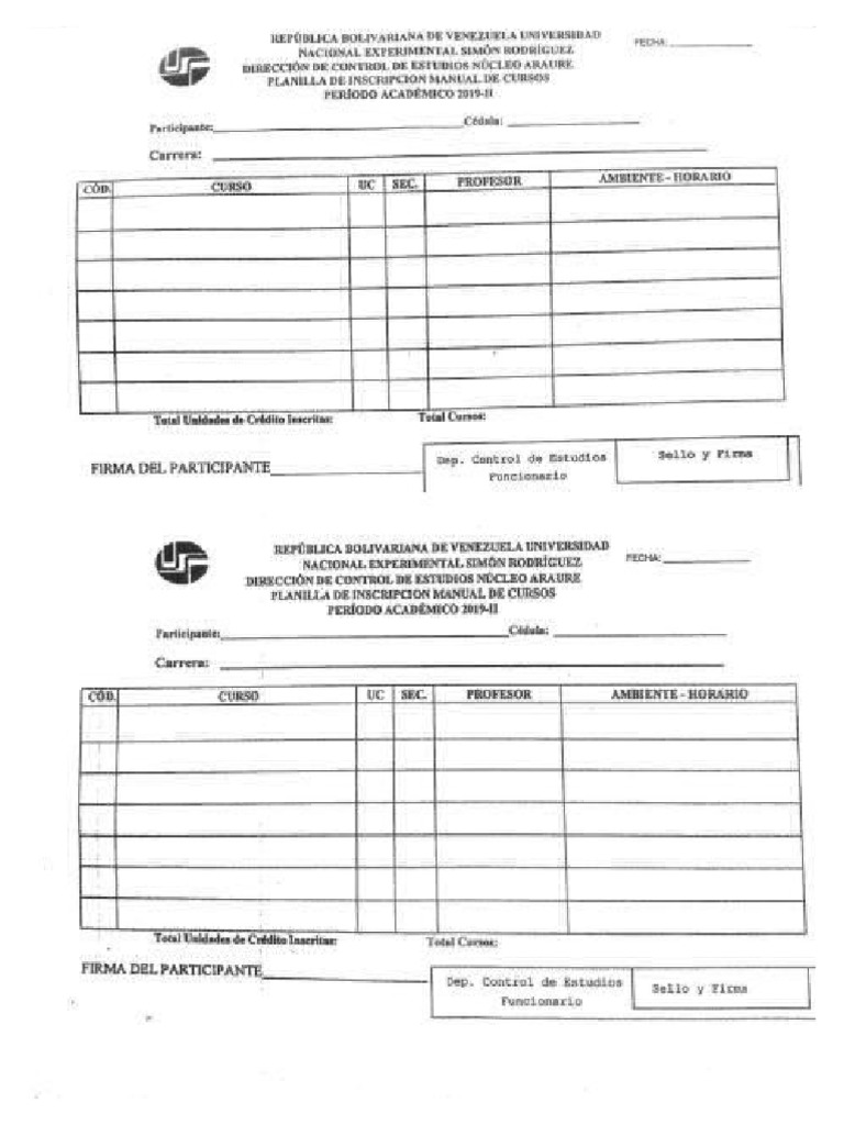 Planilla Inscripcion UNESR | PDF