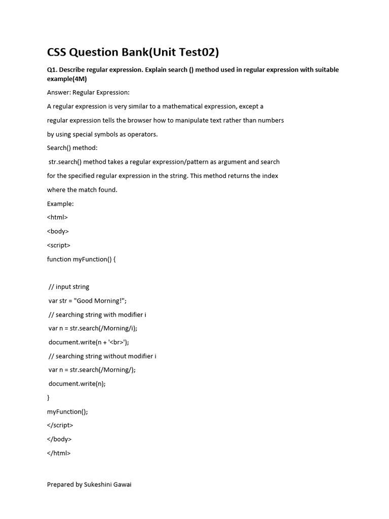 CSS Question Bank Unit Test 02 | PDF | Http Cookie | World Wide Web