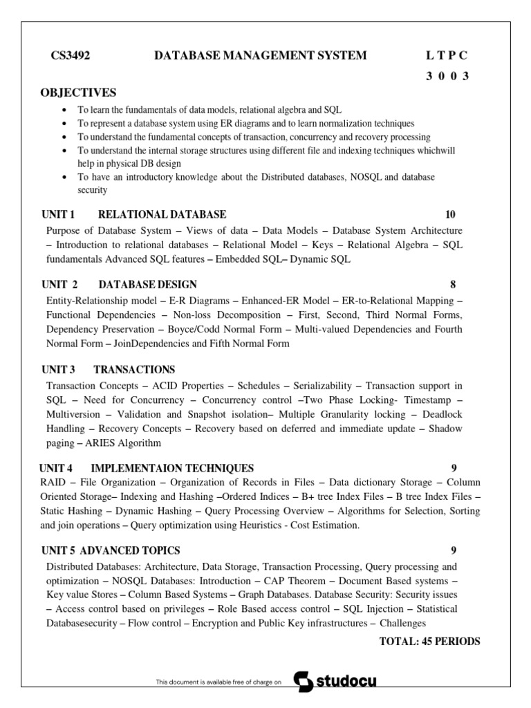 CS3492-Database Management Systems QB 1 - by WWW - Notesfree.in | PDF ...
