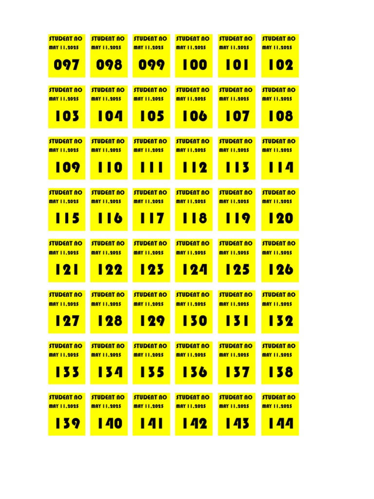 Student Numbers List for May 2025 | PDF