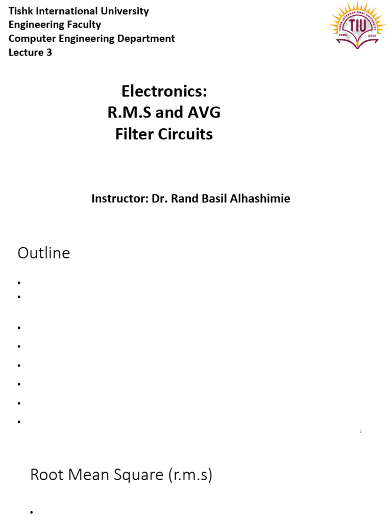 Lecture 3 - RMS (Root Mean Square) | PDF | Rectifier | Root Mean Square
