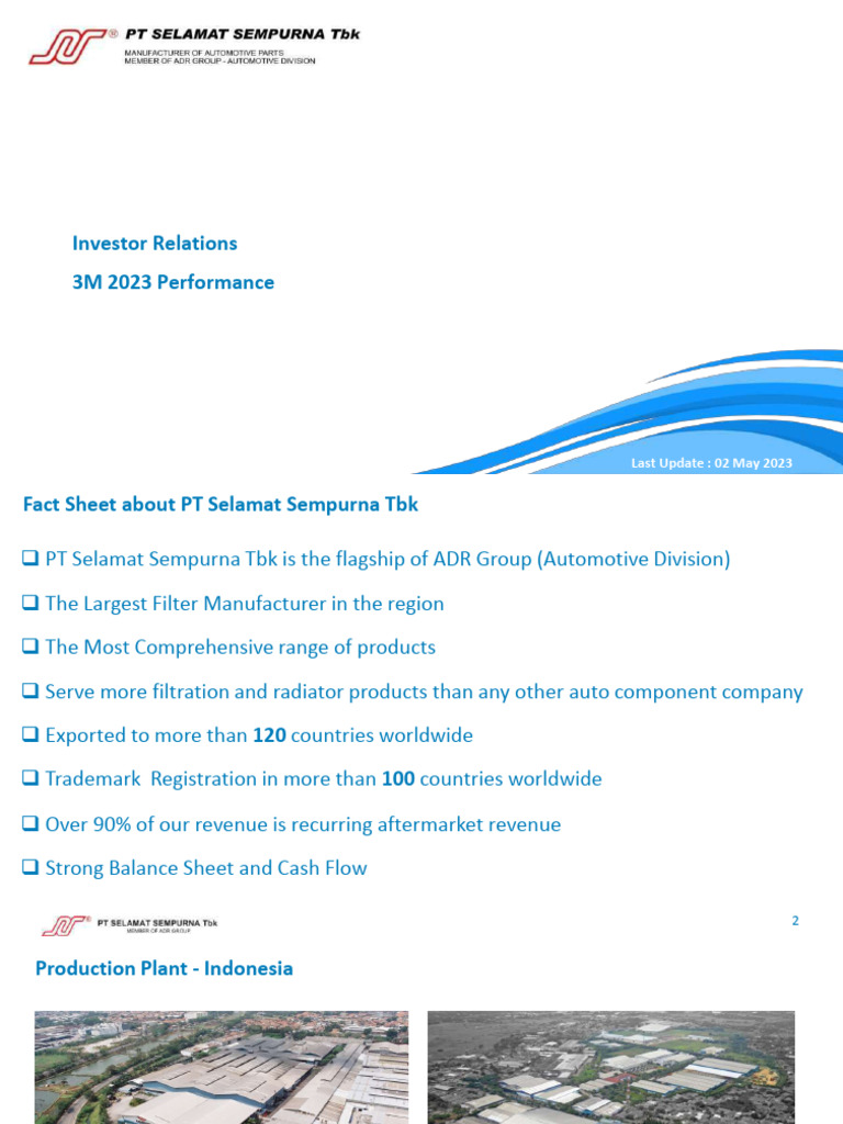 IR 3M 2023 SMSM Performance 20230503 | PDF | Equity (Finance) | Indonesian Rupiah