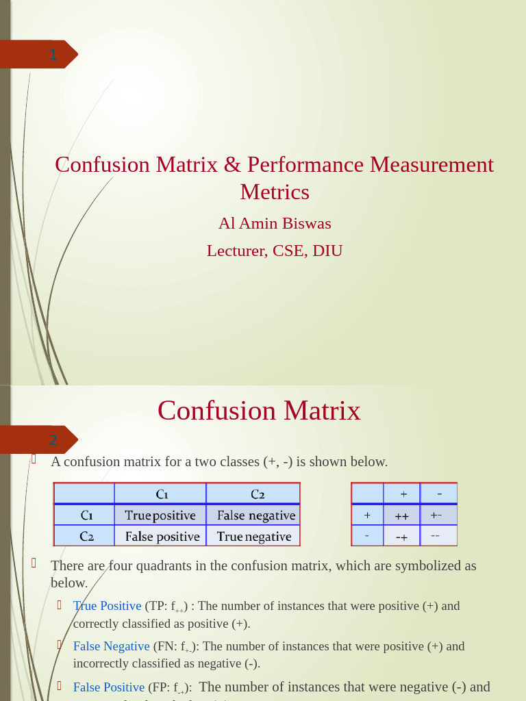 Confusion Matrix and Performance Evaluation Metrics | PDF | Sensitivity ...