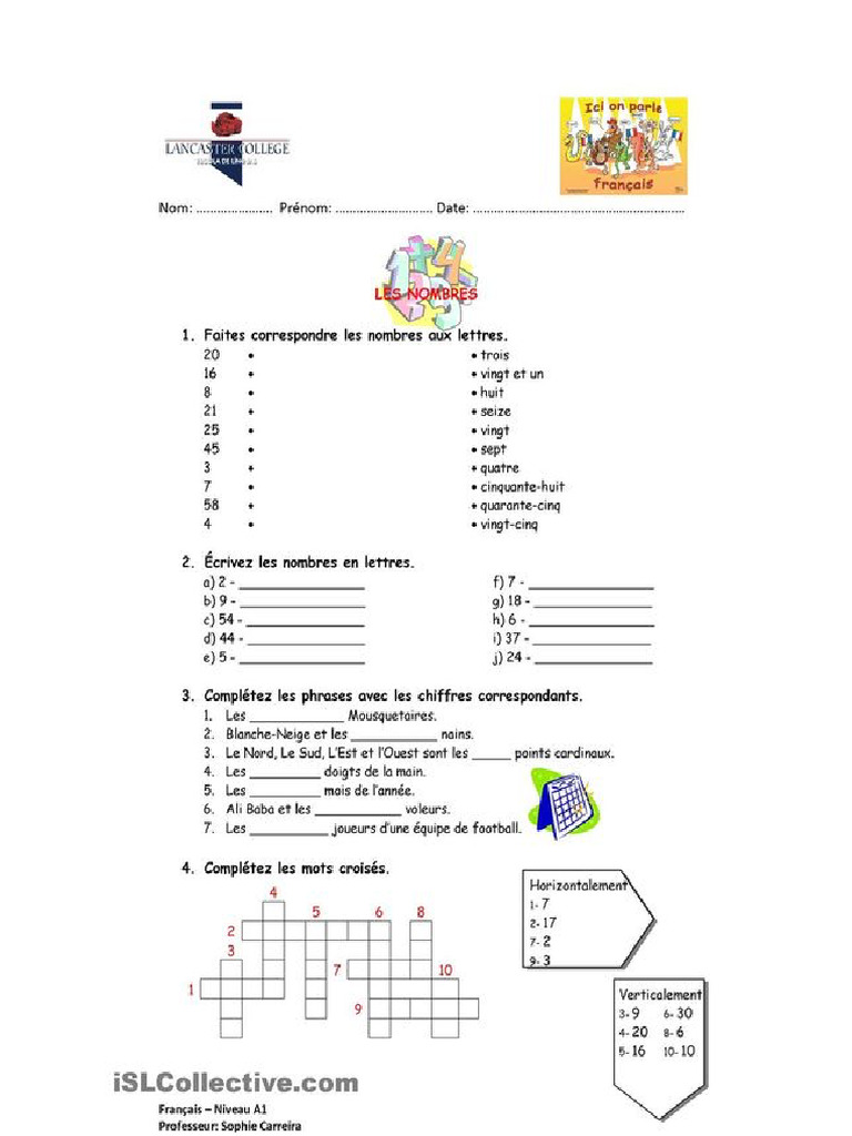 Les Chiffres de 1 A 100 Exercices | PDF