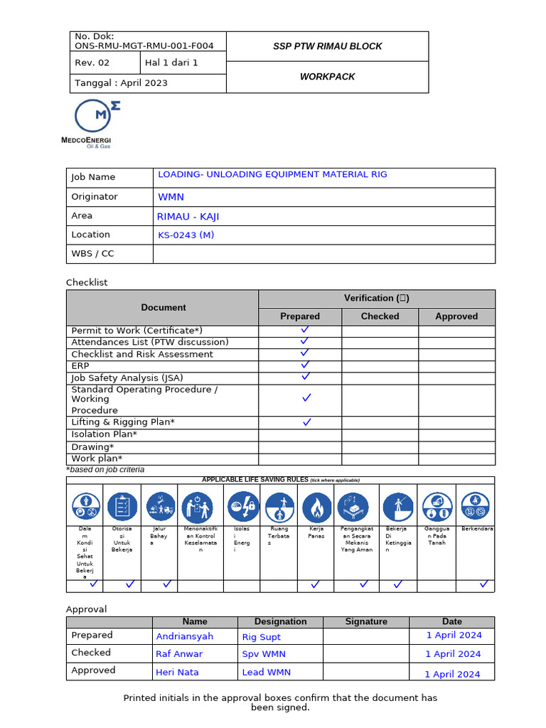 WORKPACK - RMU - Revision New LSR KS-012O (W) | PDF