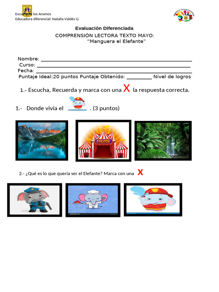 Prueba de Pre Kinder La Avestuz | PDF