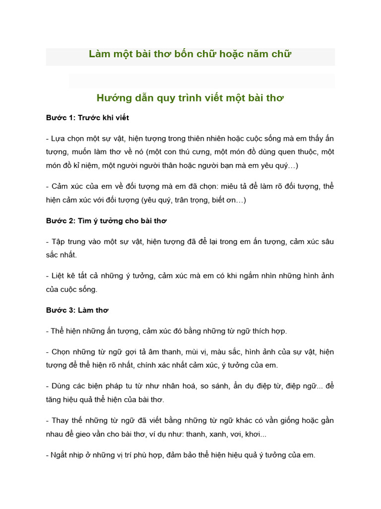 Lam Mot Bai Tho Bon Chu Hoac Nam Chu 20 Mau Van Mau 7 162110 | PDF
