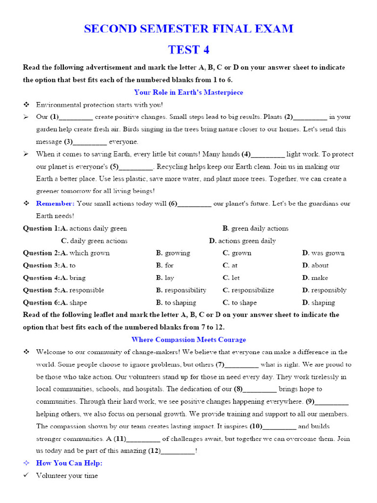 Second Semester Final Exam Grade 11 Test 4docx - 1600 - PDF - Gdrive ...