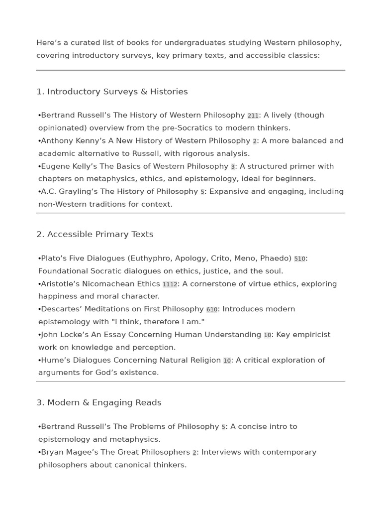 Undergraduate Western Philosophy Books | PDF | Western Philosophy | Plato