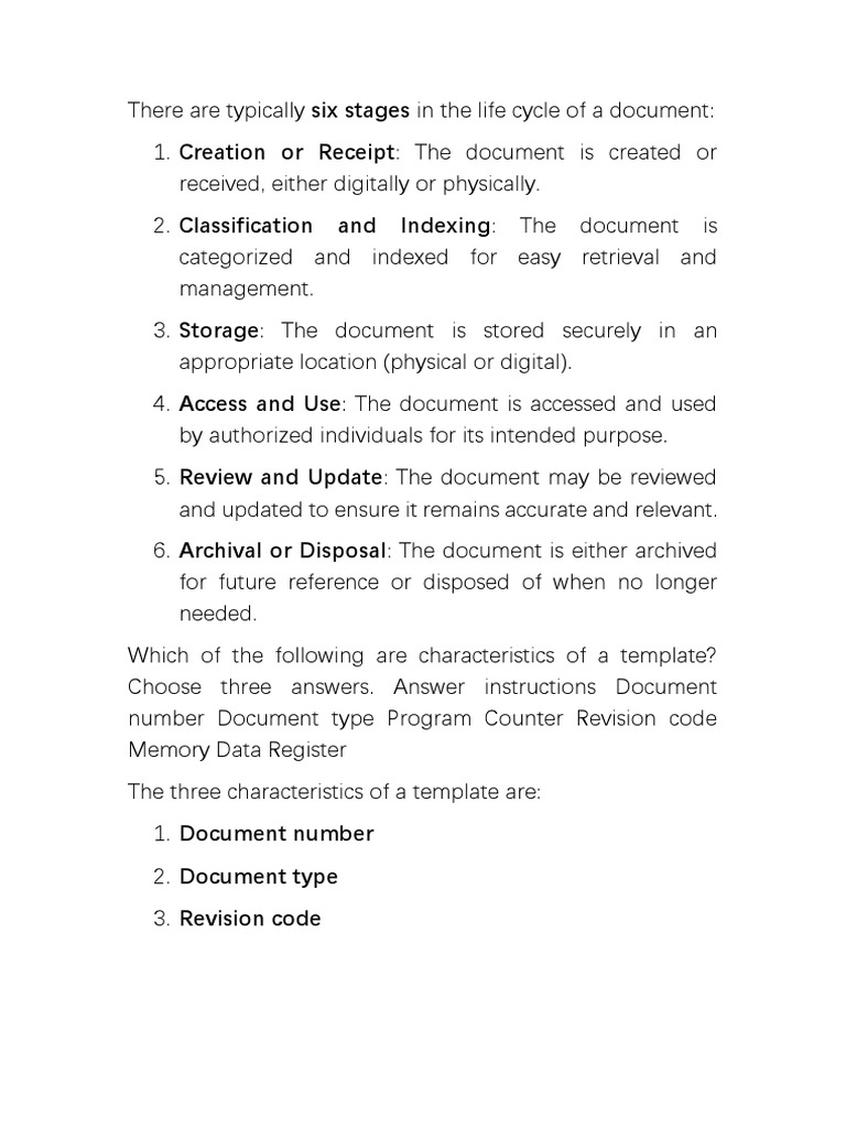 There Are Typically Six Stages in The Life Cycle of A Document | PDF