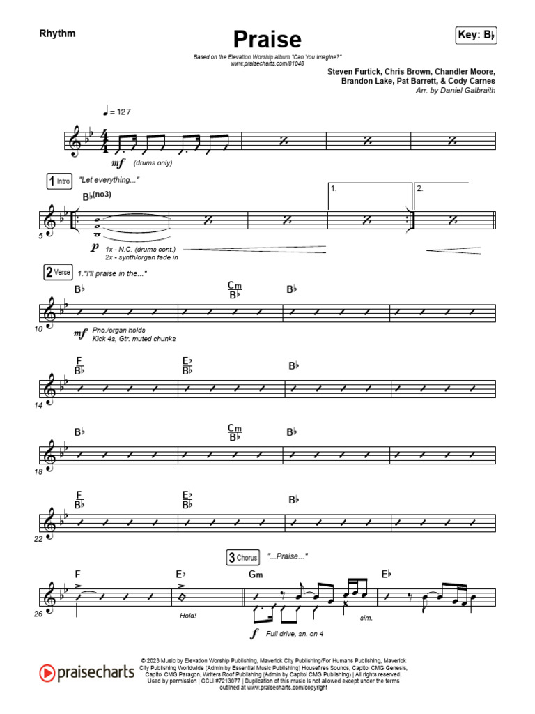 Praise (Elevation Wo... ) Rhythm Chart | PDF