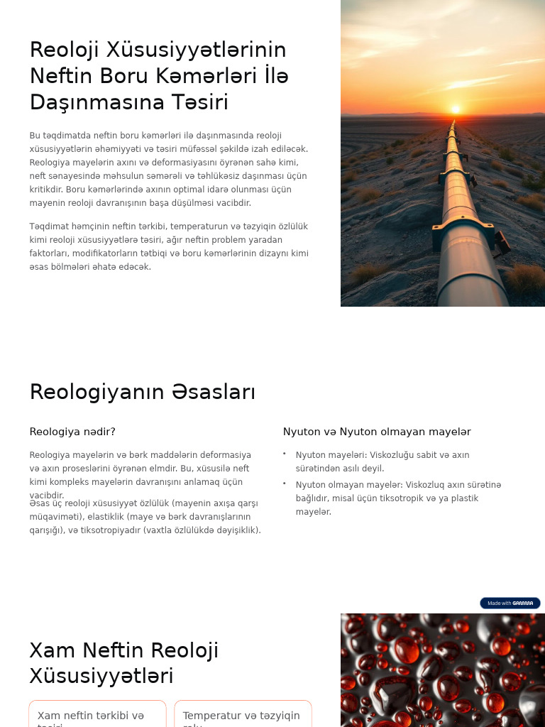 Reoloji Xususiyyetlerinin Neftin Boru Kemerleri Ile Dasinmasina Tesiri ...